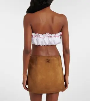 Miu Miu Scalloped Cotton Poplin Bandeau Top