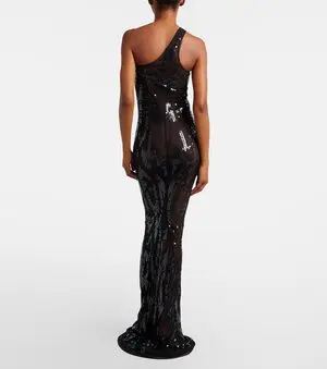 Rick Owens One-shoulder Sequin Gown