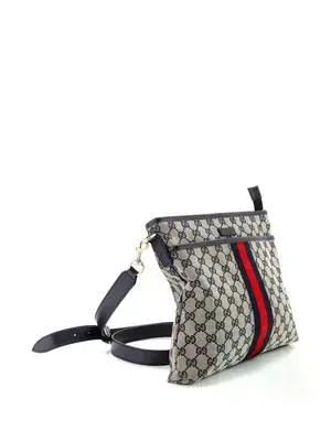 Gucci Front Pocket Web Messenger Gg Canvas Small Crossbody Bag