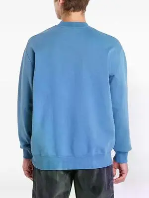 SAMSOE SAMSOE Logo Print Crewneck Sweatshirt - Blue