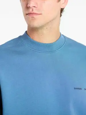 SAMSOE SAMSOE Logo Print Crewneck Sweatshirt - Blue