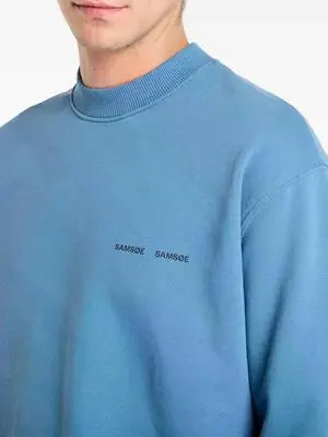 SAMSOE SAMSOE Logo Print Crewneck Sweatshirt - Blue