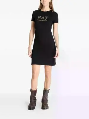 EA7 Crewneck Logo-embellished Mini Dress