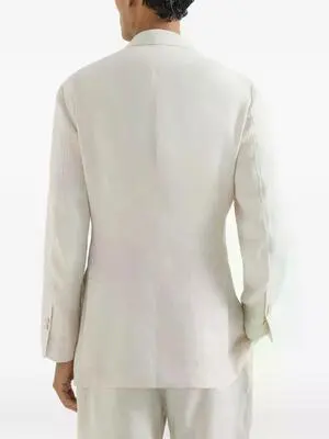 Brunello Cucinelli Linen Micro Chevron Unlined Blazer