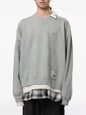 Mihara Yasuhiro Layered Design Distressed Sweatshirt - Grey