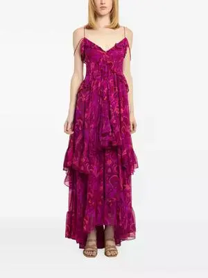 Cinq À Sept Paisley Print Tiered Maxi Dress - Pink