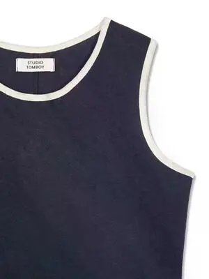 STUDIO TOMBOY Sleeveless Contrast Trim Top - Blue