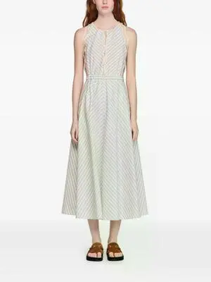 Sandro Midi Striped Lace-trim Dress