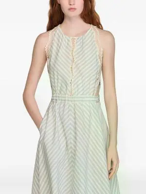 Sandro Midi Striped Lace-trim Dress