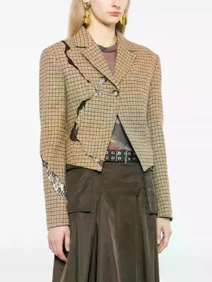 Andersson Bell Plaid Cut-out Blazer - Neutrals