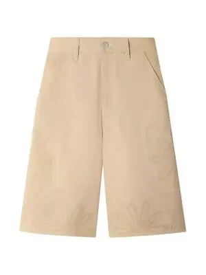 Sandro Cotton Bermuda Shorts With Floral Appliqu - Neutrals