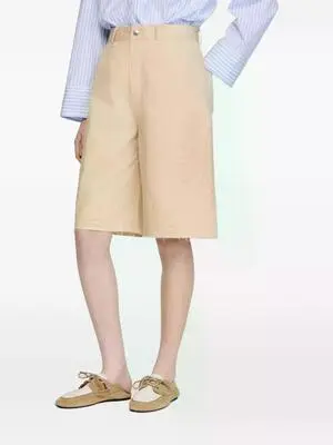 Sandro Cotton Bermuda Shorts With Floral Appliqu - Neutrals
