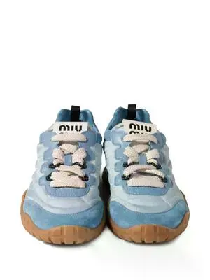 Miu Miu Tyre Technical-fabric And Suede Lace-up Sneakers - Blue