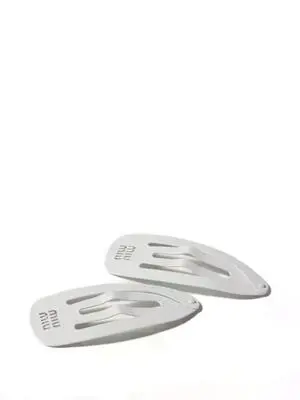 Miu Miu Logo Hair Clips - Silver