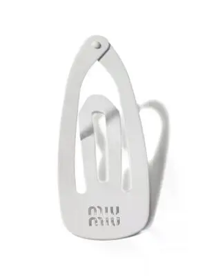 Miu Miu Logo Hair Clips - Silver