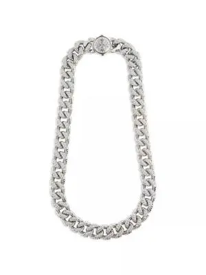 Emanuele Bicocchi Tone Bronze Studded Curb-chain Necklace - Silver