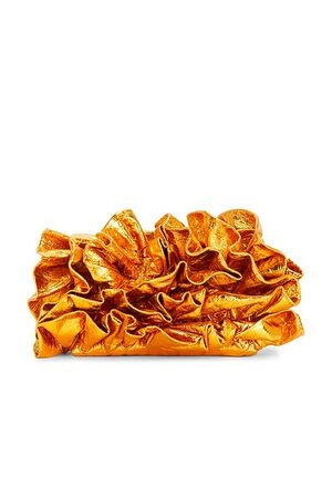 Dries Van Noten Small Ruffle Bag In Metallic - Copper