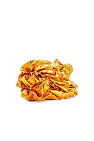 Dries Van Noten Small Ruffle Bag In Metallic - Copper