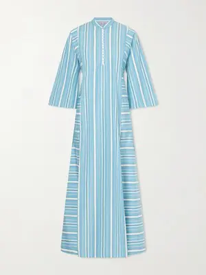 Thierry Colson Rachel Striped Cotton-poplin Kaftan - Blue