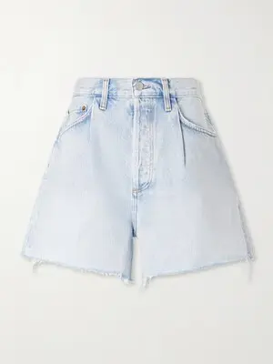 AGOLDE Rhoda Frayed Organic Denim Shorts - Blue