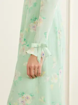 Alessandra Rich Floral Silk Crepe De Chine Midi Dress