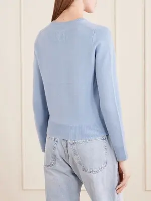 NILI LOTAN Camelia Knitted Cashmere V-neck Sweater