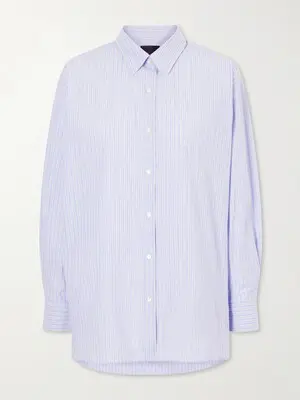 NILI LOTAN Yorke Striped Cotton Shirt - Blue