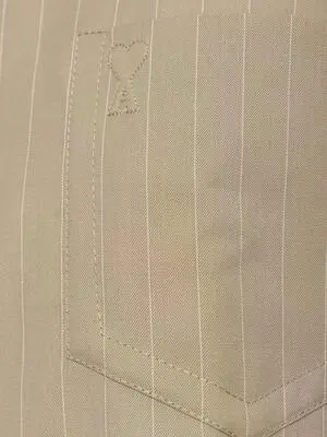 AMI Paris Beige Pinstripe Shirt Dress