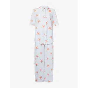 IT'S 9PM X Oceanus Antibes Starfish-print Woven Pyjama Set - Blue