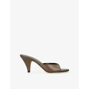 JUDE Haze Leather Heeled Mules - Brown