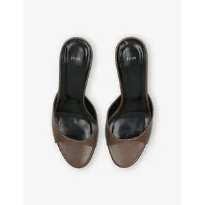 JUDE Haze Leather Heeled Mules - Brown