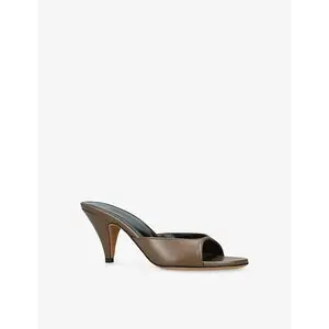 JUDE Haze Leather Heeled Mules - Brown
