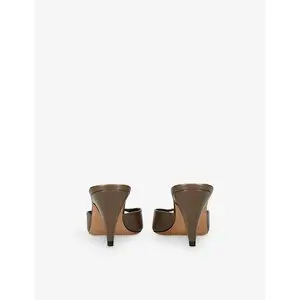 JUDE Haze Leather Heeled Mules - Brown