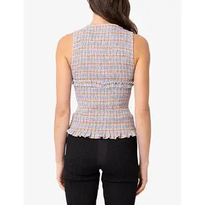 AMY LYNN Mona Smocked Cotton Top - Light Blue