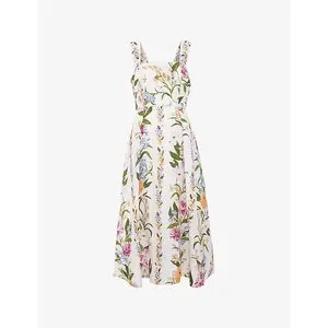PHASE EIGHT Floral-print Linen-blend Midi Dress - Multi
