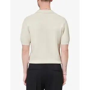 The Kooples Zipped-collar Short-sleeve Knitted Polo - Light Beige