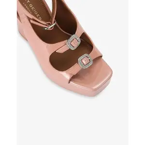 Kurt Geiger Three-buckle Platform Leather Sandals