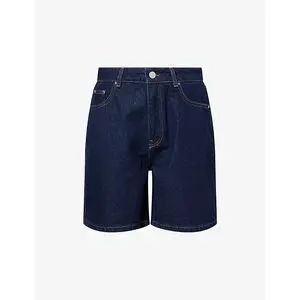 THE COUTURE CLUB High-waisted Cotton Denim Shorts - Indigowash