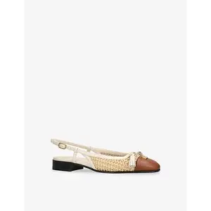 Valentino Garavani Valet Du Roi Leather And Raffia Slingbacks