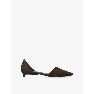 JUDE Pirrie Nubuck Leather Kitten Heel Pumps - Dark Brown