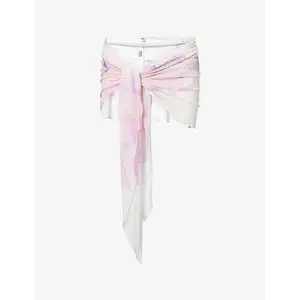 GRACEJACOB Falling Petal Printed Mesh Sarong Skirt