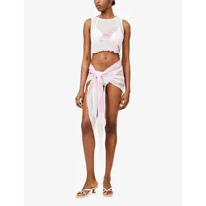 GRACEJACOB Falling Petal Printed Mesh Sarong Skirt