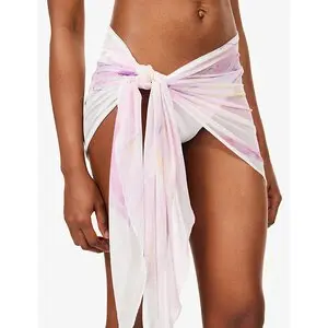 GRACEJACOB Falling Petal Printed Mesh Sarong Skirt