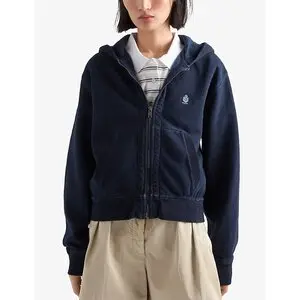 Prada Cotton-jersey Zip-up Hoodie - Blue