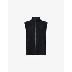 Issey Miyake Pleated Zip Vest - Black