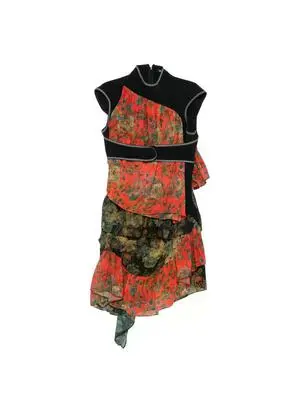 Ottolinger Floral Print Ruffled High Neck Dress