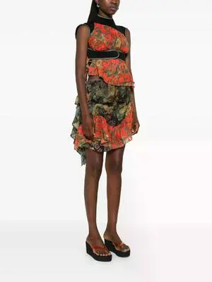 Ottolinger Floral Print Ruffled High Neck Dress