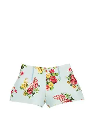 Brandon Maxwell Floral Print Tailored Shorts - Blue