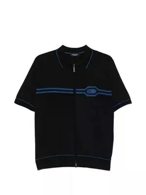 Stefano Ricci Zip-fastening Short-sleeve Cardigan With Stripe Detail - Black