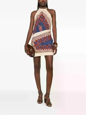 Johanna Ortiz Salt Dreamer Halterneck Mini Dress - Neutrals